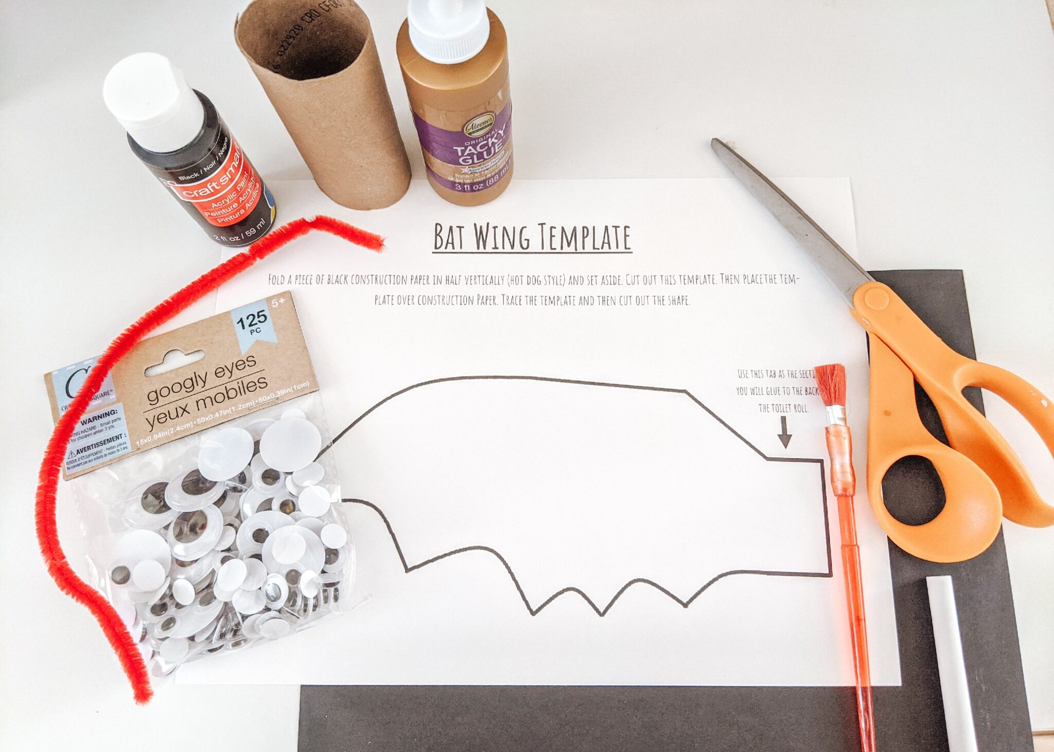 Easy Bat Halloween Craft Using Toilet Paper Rolls - Happy Hepburn